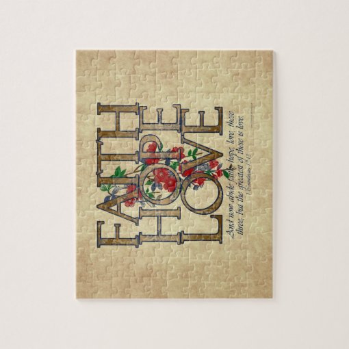 Faith Hope Love Christian Bible Verse Jigsaw Puzzle | Zazzle