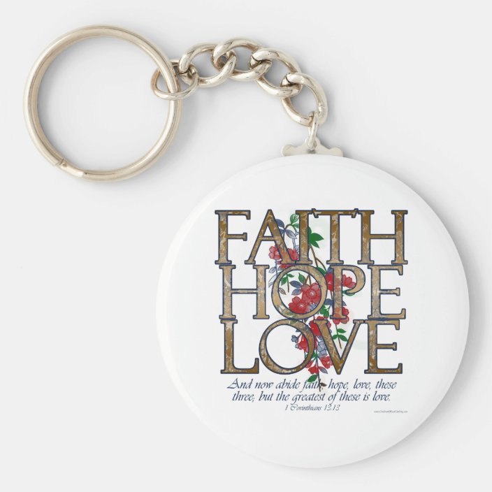 Faith Hope Love Christian Bible Verse Keychain | Zazzle.com
