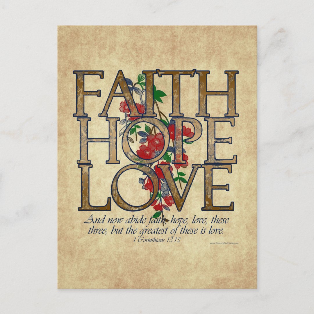 Faith Hope Love Christian Bible Verse Postcard | Zazzle