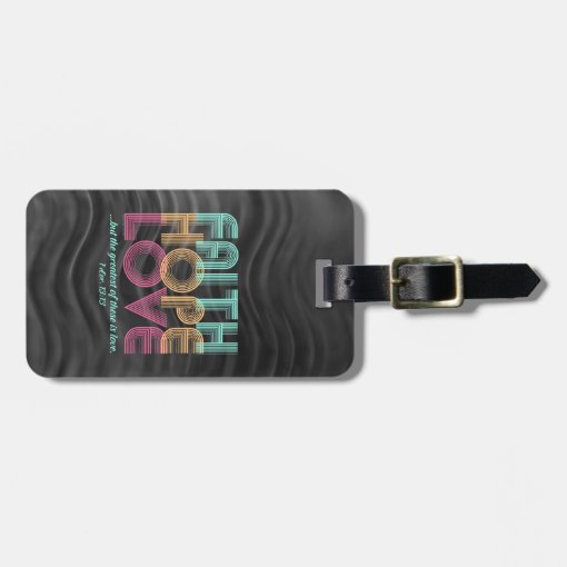 Faith Hope Love Christian Bible Verse Retro Luggage Tag | Zazzle