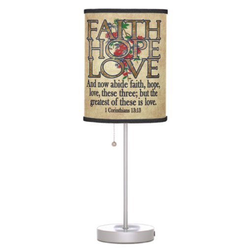 Faith Hope Love Elegant Bible Scripture Christian Table Lamp | Zazzle