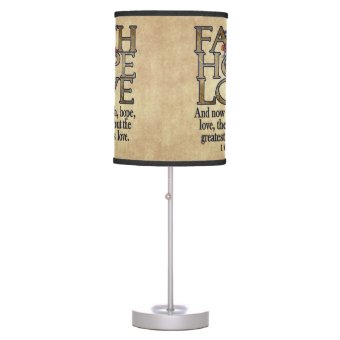 Faith Hope Love Elegant Bible Scripture Christian Table Lamp | Zazzle