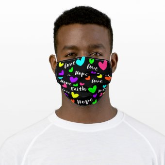 Faith Hope Love Hearts Face Mask | Zazzle