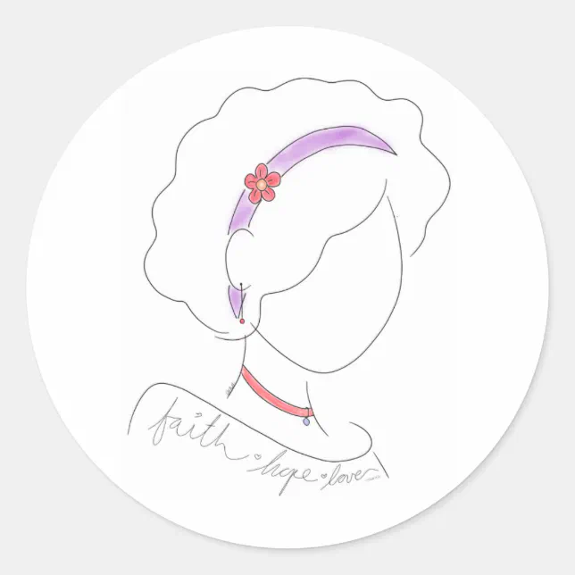 "Faith Hope Love" sticker, hand drawn Classic Round Sticker | Zazzle