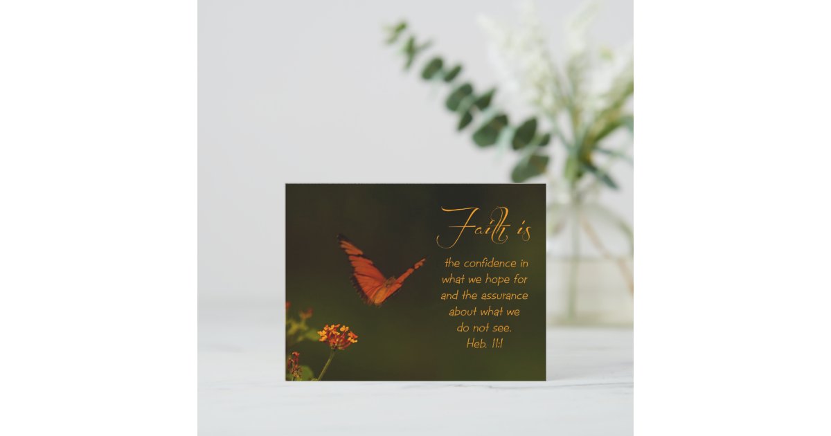 Faith is...Inspirational Scripture Postcard | Zazzle
