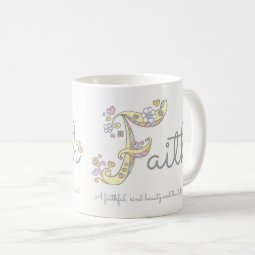 Faith name meaning decorative F monogram mug | Zazzle