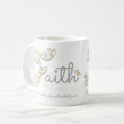 Faith name meaning decorative F monogram mug | Zazzle