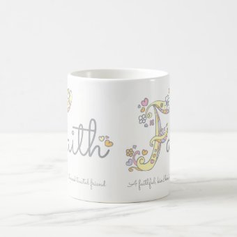 Faith name meaning decorative F monogram mug | Zazzle