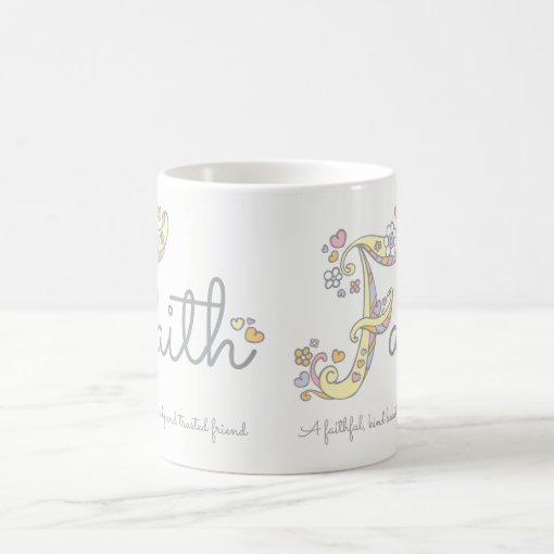 Faith name meaning decorative F monogram mug | Zazzle