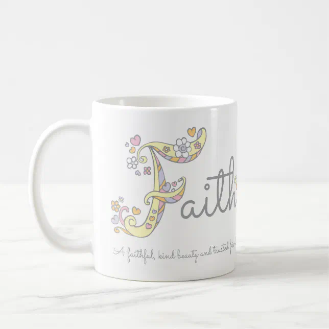 Faith name meaning decorative F monogram mug | Zazzle