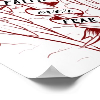 Faith Over Fear Angel Wings & Cross Christian Art Poster | Zazzle