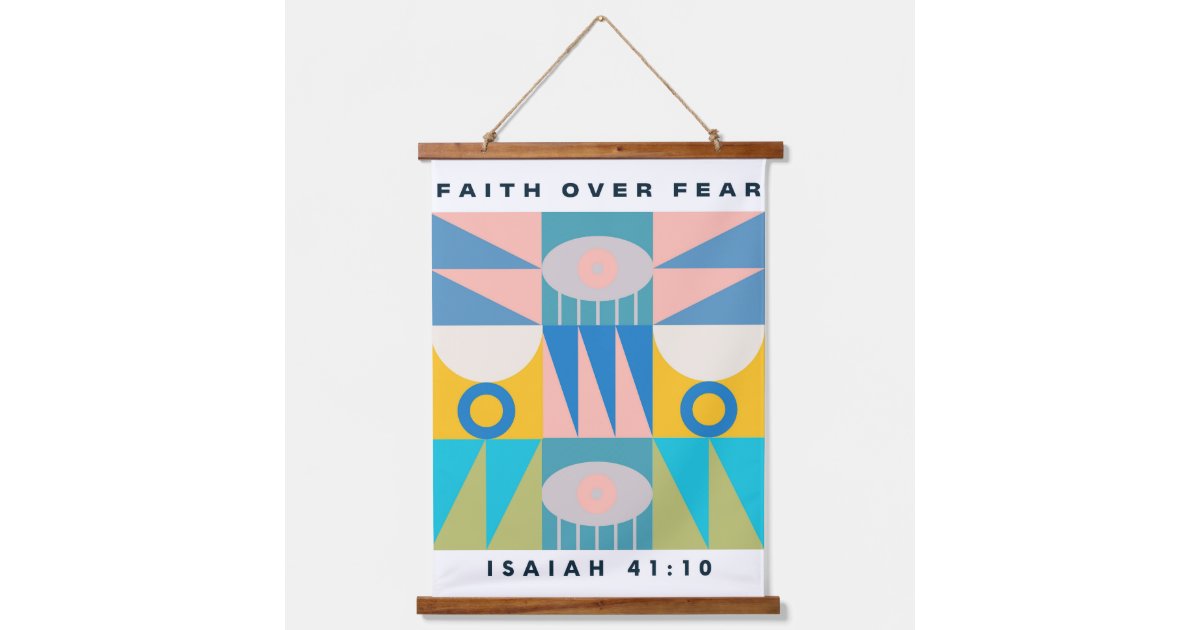 Faith Over Fear Christian Poster Modern Abstract Hanging Tapestry | Zazzle