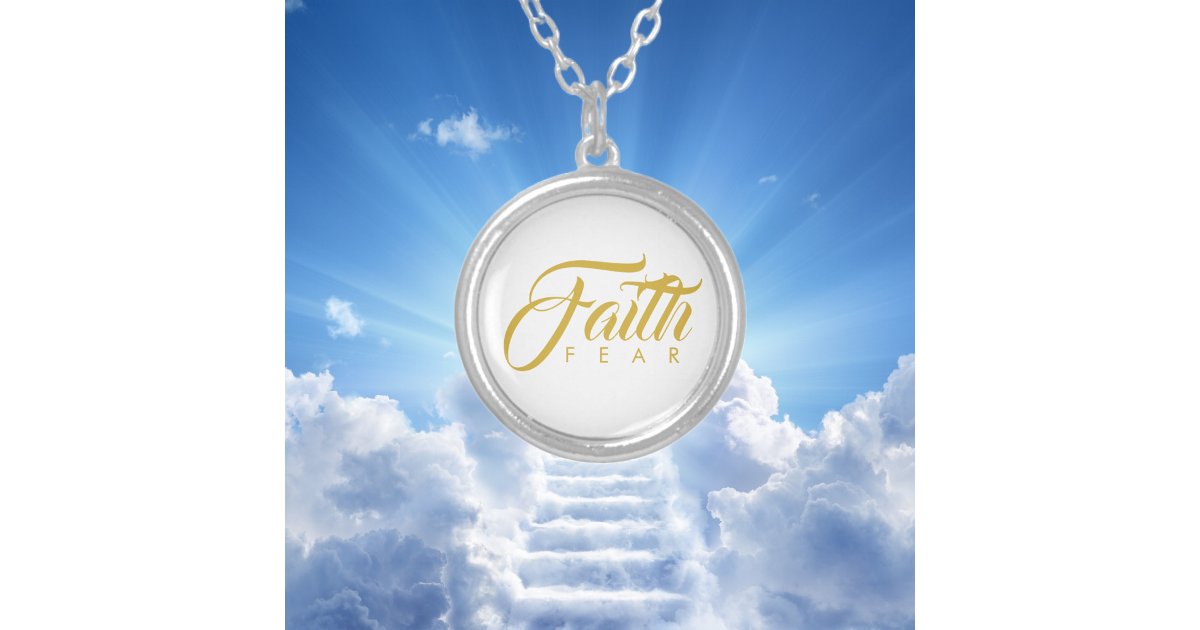 Faith Over Fear Gold and White Silver Plated Necklace | Zazzle