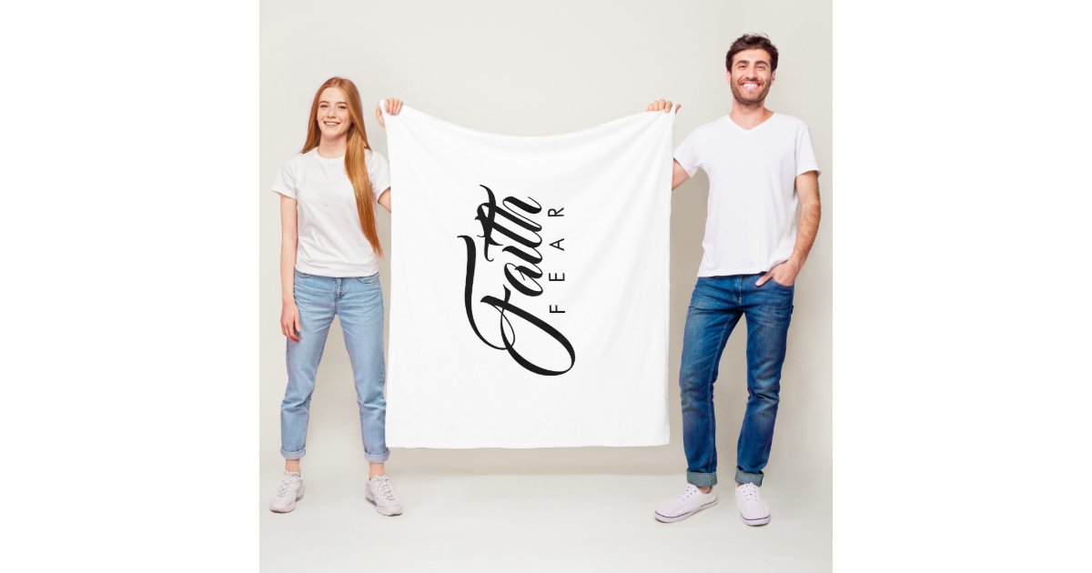 Faith Over Fear White Fleece Blanket | Zazzle
