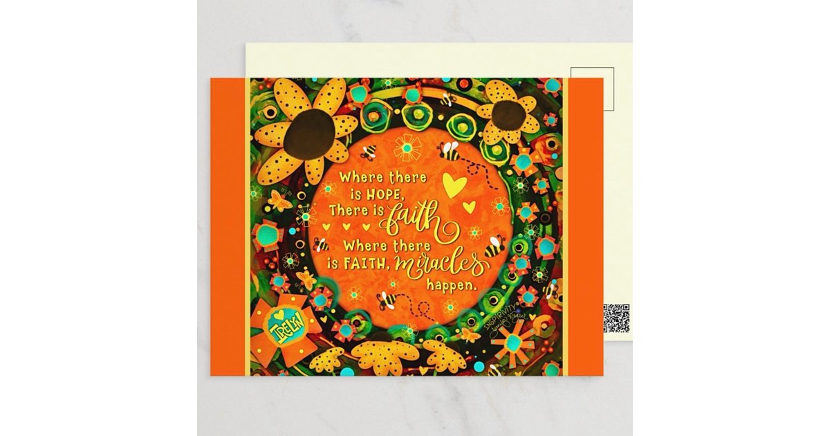 Faith Pretty Floral Bumblebee Irelyn Postcard | Zazzle