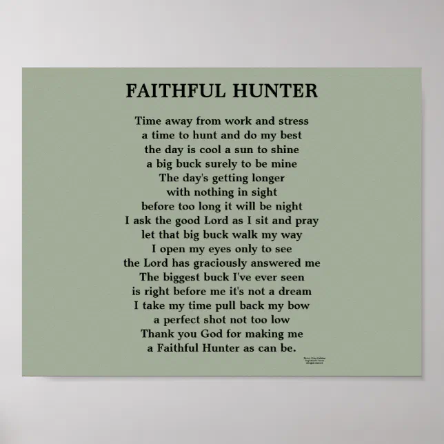 FAITHFUL HUNTER POEM POSTER | Zazzle