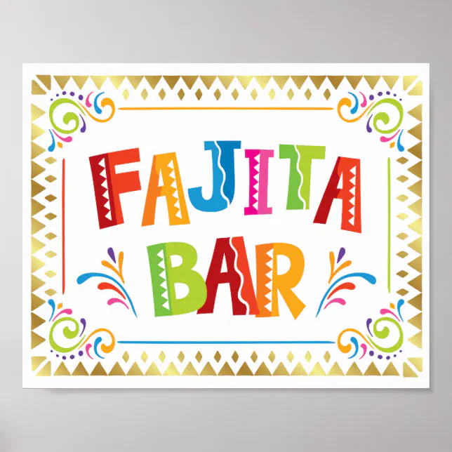 FAJITA BAR Fiesta Party Sign Print | Zazzle