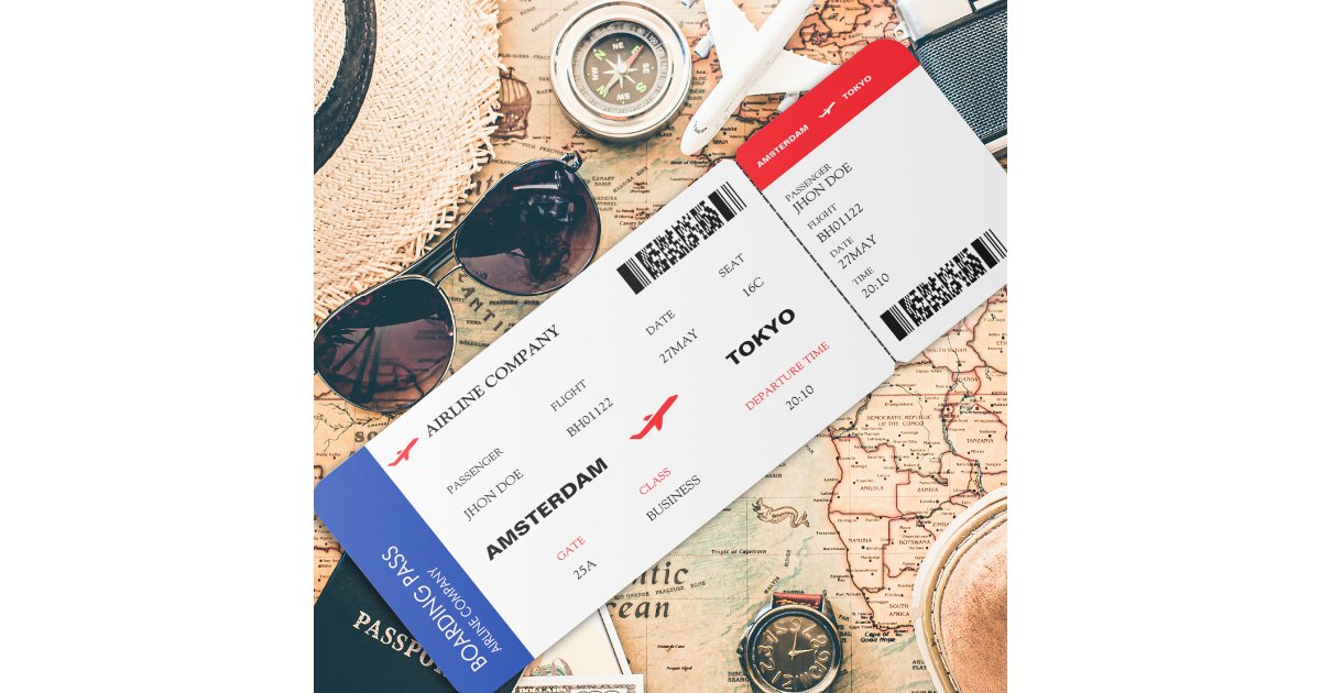 Fake Airline Ticket Boarding Pass Classic Invitation | Zazzle