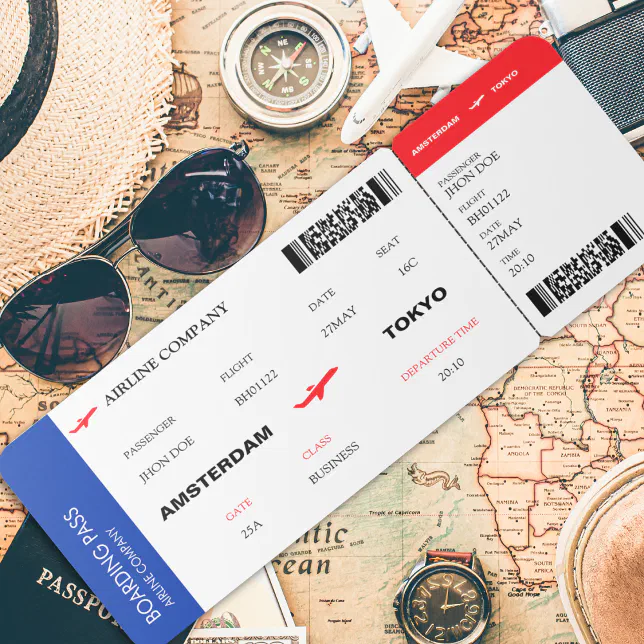 Fake Airline Ticket Boarding Pass Classic Invitation | Zazzle