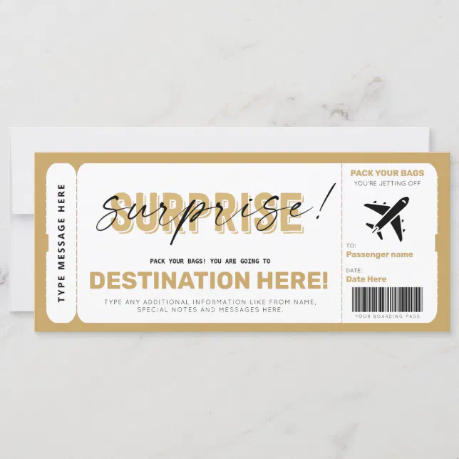 Fake Airplane Ticket Surprise Boarding Pass | Zazzle