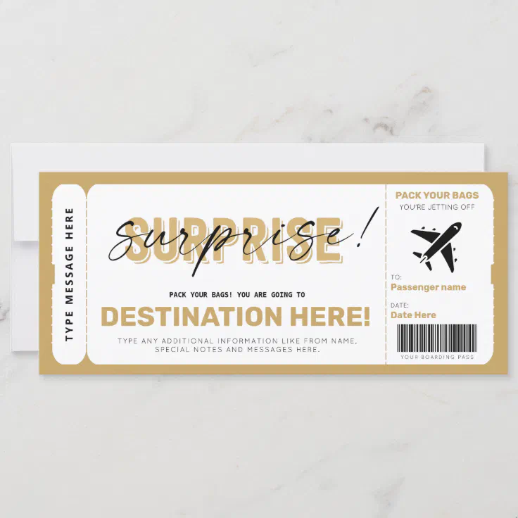 Fake Airplane Ticket Surprise Boarding Pass | Zazzle