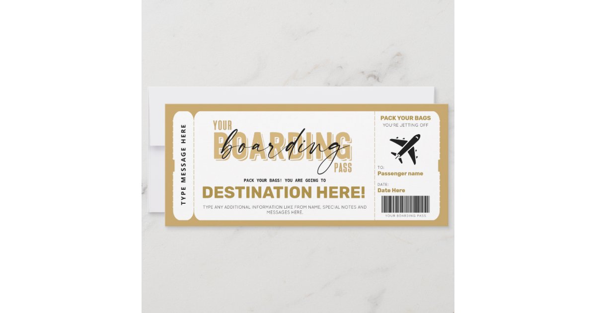 Fake Airplane Ticket Surprise Boarding Pass Card | Zazzle