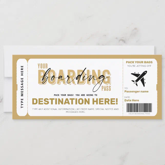 Fake Airplane Ticket Surprise Boarding Pass Card | Zazzle