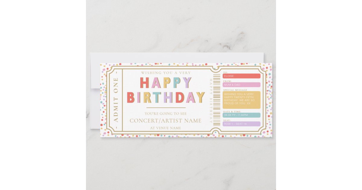 Fake Concert Ticket Gift Voucher Card | Zazzle