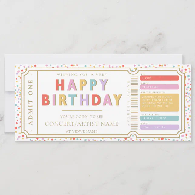 Fake Concert Ticket Gift Voucher Card | Zazzle