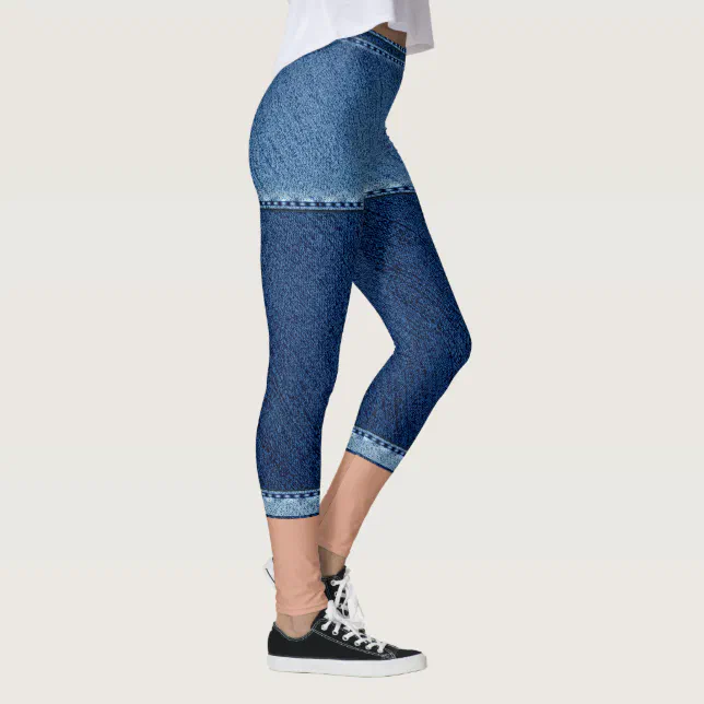 Fake denim short blue leggings | Zazzle