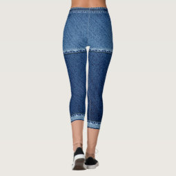 Fake denim short blue leggings | Zazzle
