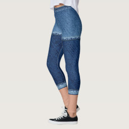 Fake denim short blue leggings | Zazzle