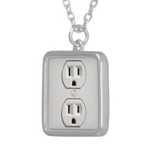 Fake Electrical Outlet Silver Plated Necklace | Zazzle