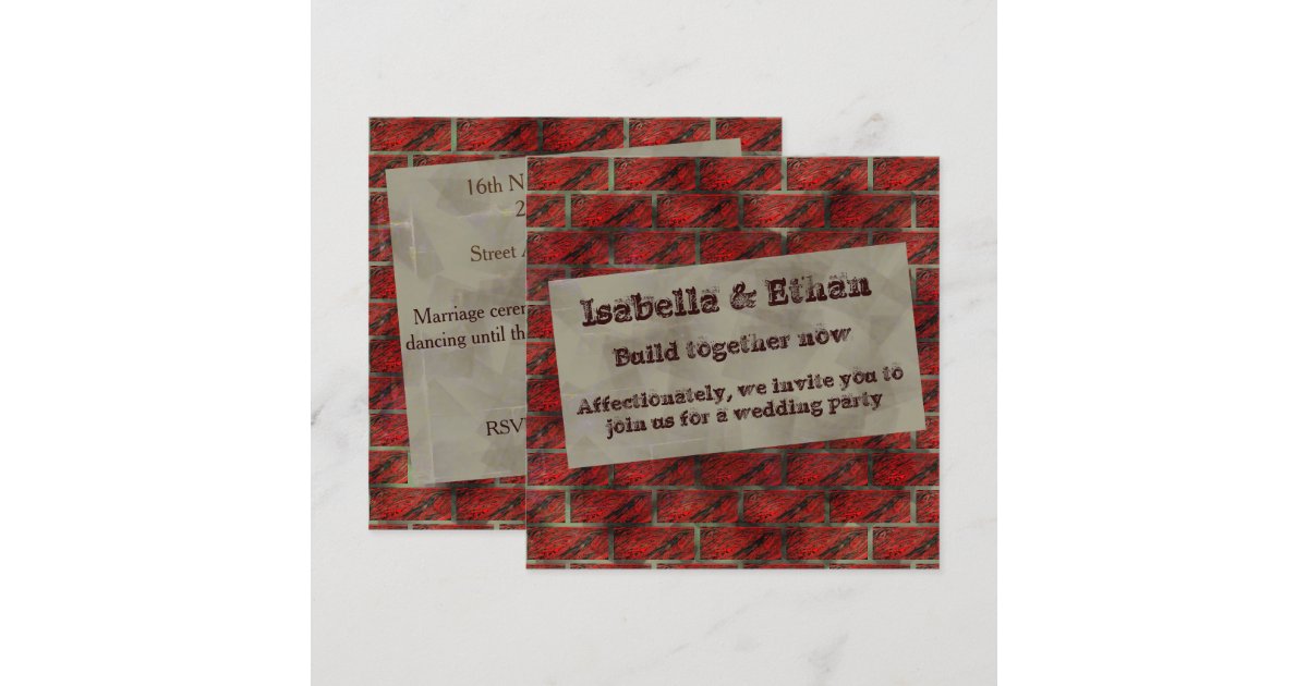 Fake exposed brick or tiles simulating it? Reddish Invitation | Zazzle