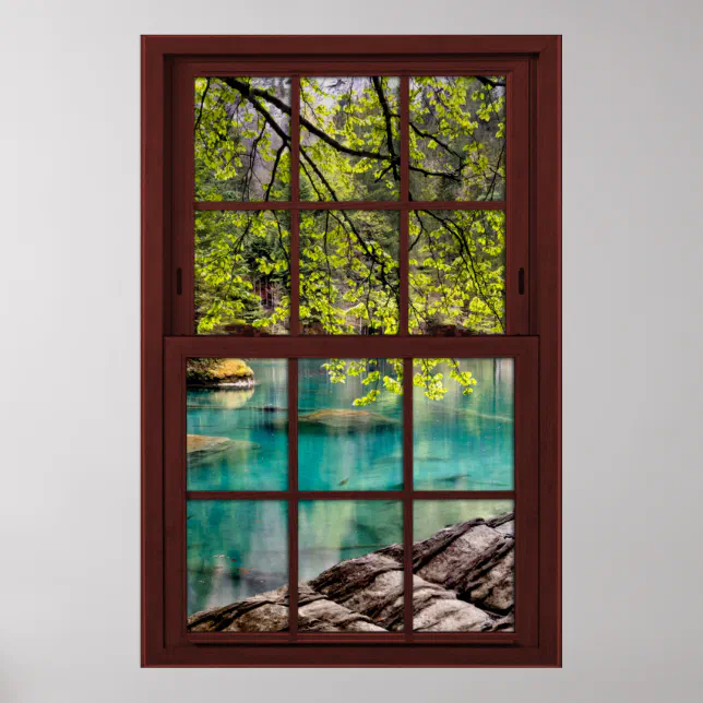 Fake Faux Window Illusion - Bright Lagoon Poster | Zazzle