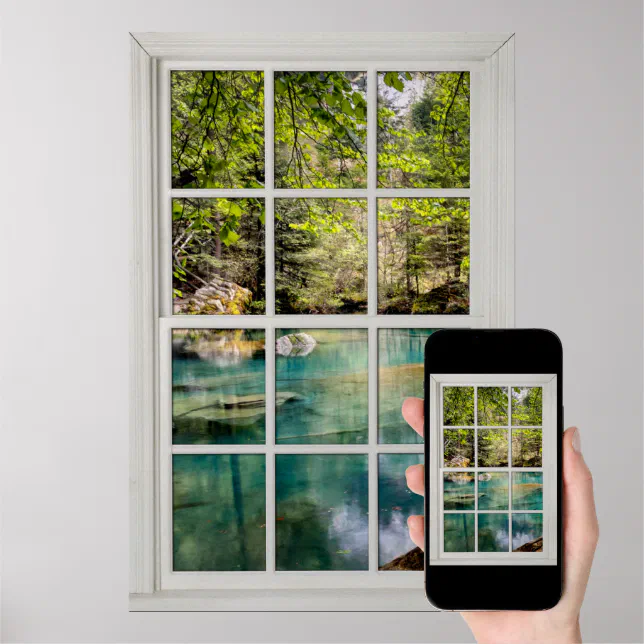 Fake Faux Window Illusion - Bright Lagoon Scene Poster | Zazzle