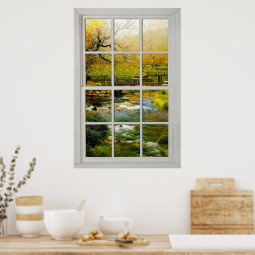 Fake Faux Window Illusion - Chinese Garden View Poster | Zazzle