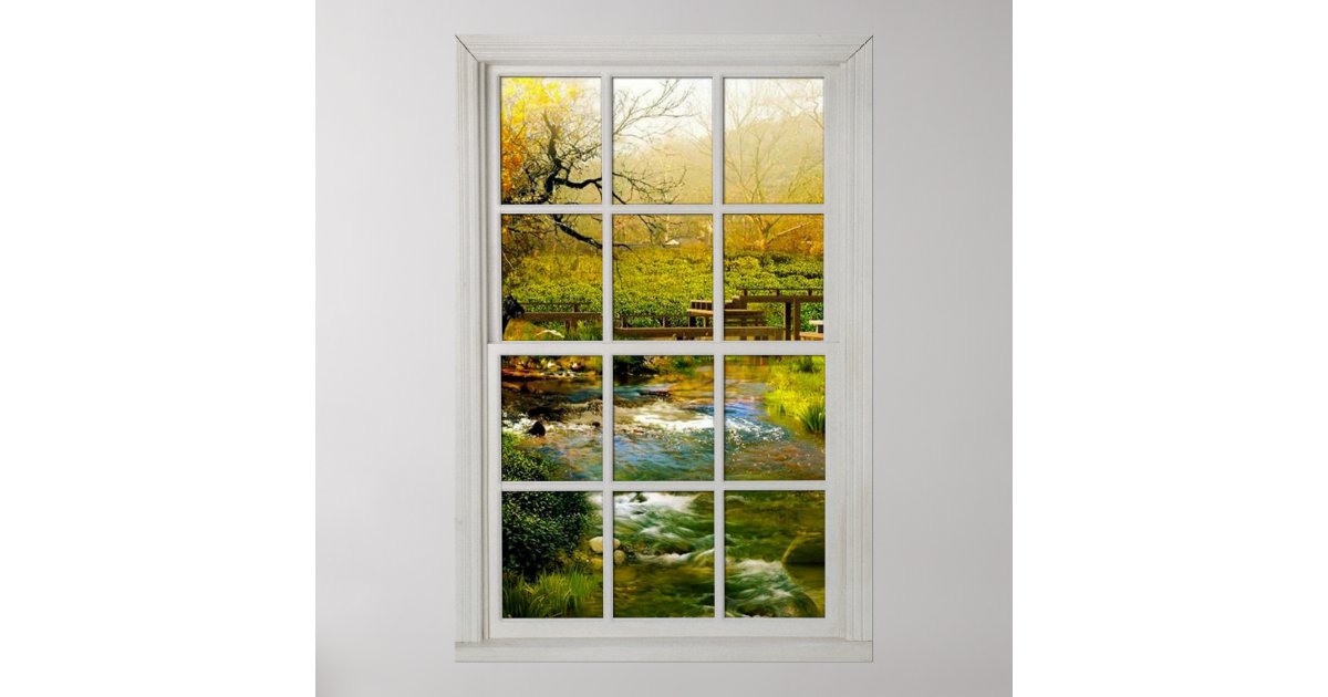 Fake Faux Window Illusion - Chinese Garden View Poster | Zazzle