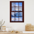 Fake Faux Window Illusion - Fresh Snow Scene Poster | Zazzle