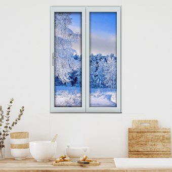 Fake Faux Window Illusion - Fresh Snow Scene Poster | Zazzle