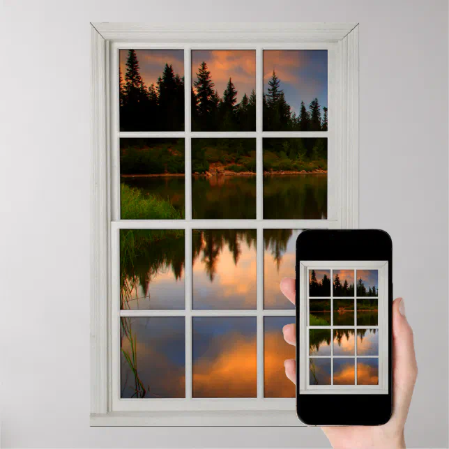 Fake Faux Window Illusion - Lake Reflection Scene Poster | Zazzle
