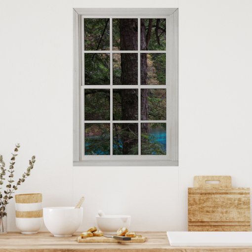 Fake Faux Window Illusion - Large Tree with Water Poster | Zazzle
