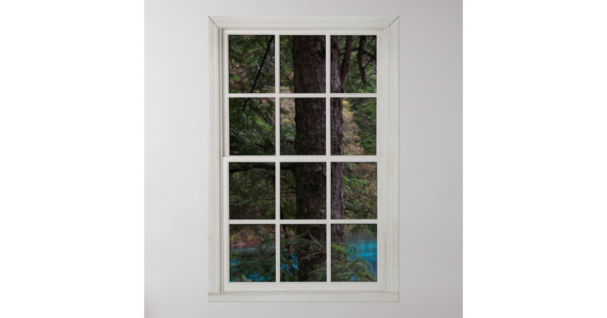 Fake Faux Window Illusion - Large Tree with Water Poster | Zazzle