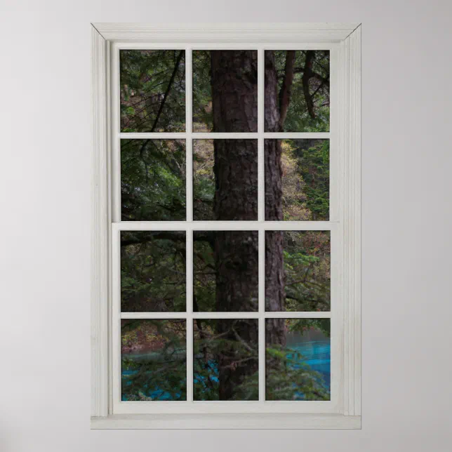 Fake Faux Window Illusion - Large Tree with Water Poster | Zazzle
