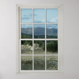 Fake Faux Window Illusion Realistic Desert View Poster | Zazzle