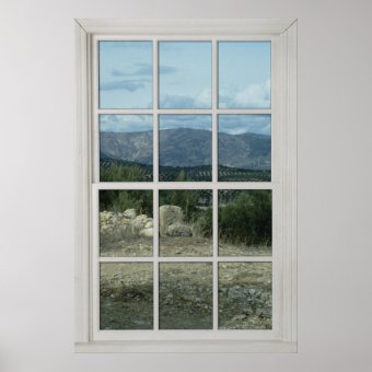 Fake Faux Window Illusion Realistic Desert View Poster | Zazzle