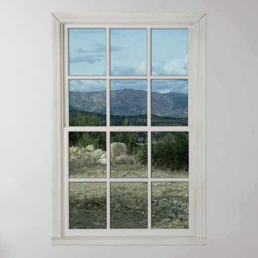 Fake Faux Window Illusion Realistic Desert View Poster | Zazzle