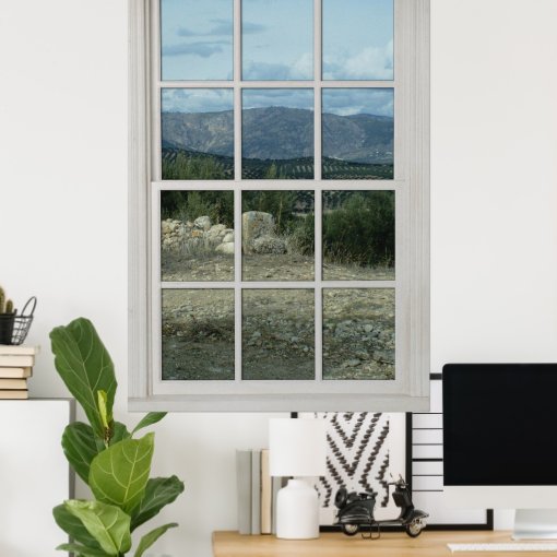 Fake Faux Window Illusion Realistic Desert View Poster | Zazzle