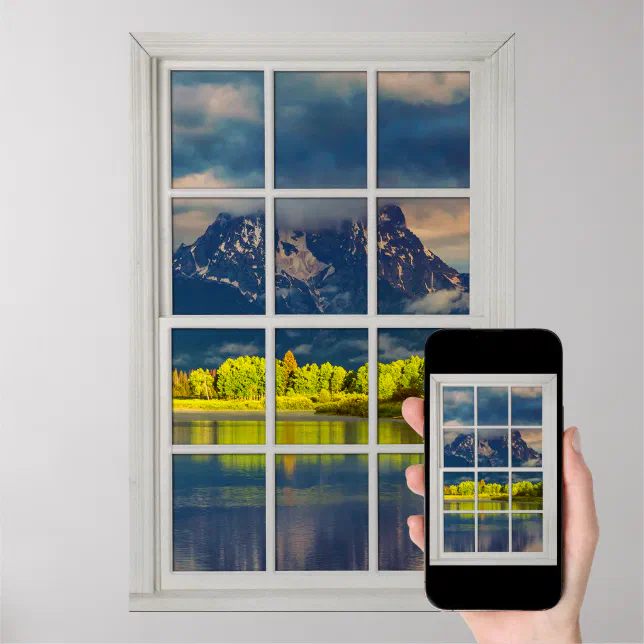 Fake Faux Window Illusion - Sunny Mountain View Poster | Zazzle