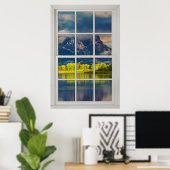 Fake Faux Window Illusion - Sunny Mountain View Poster | Zazzle